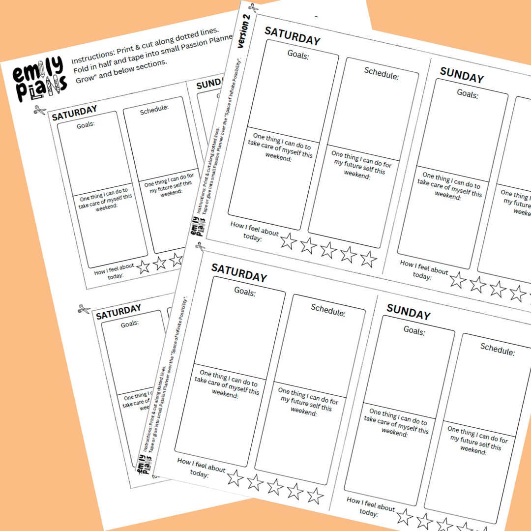 DIGITAL DOWNLOAD Weekend Planning Insert Printable Back Page Free Space ...