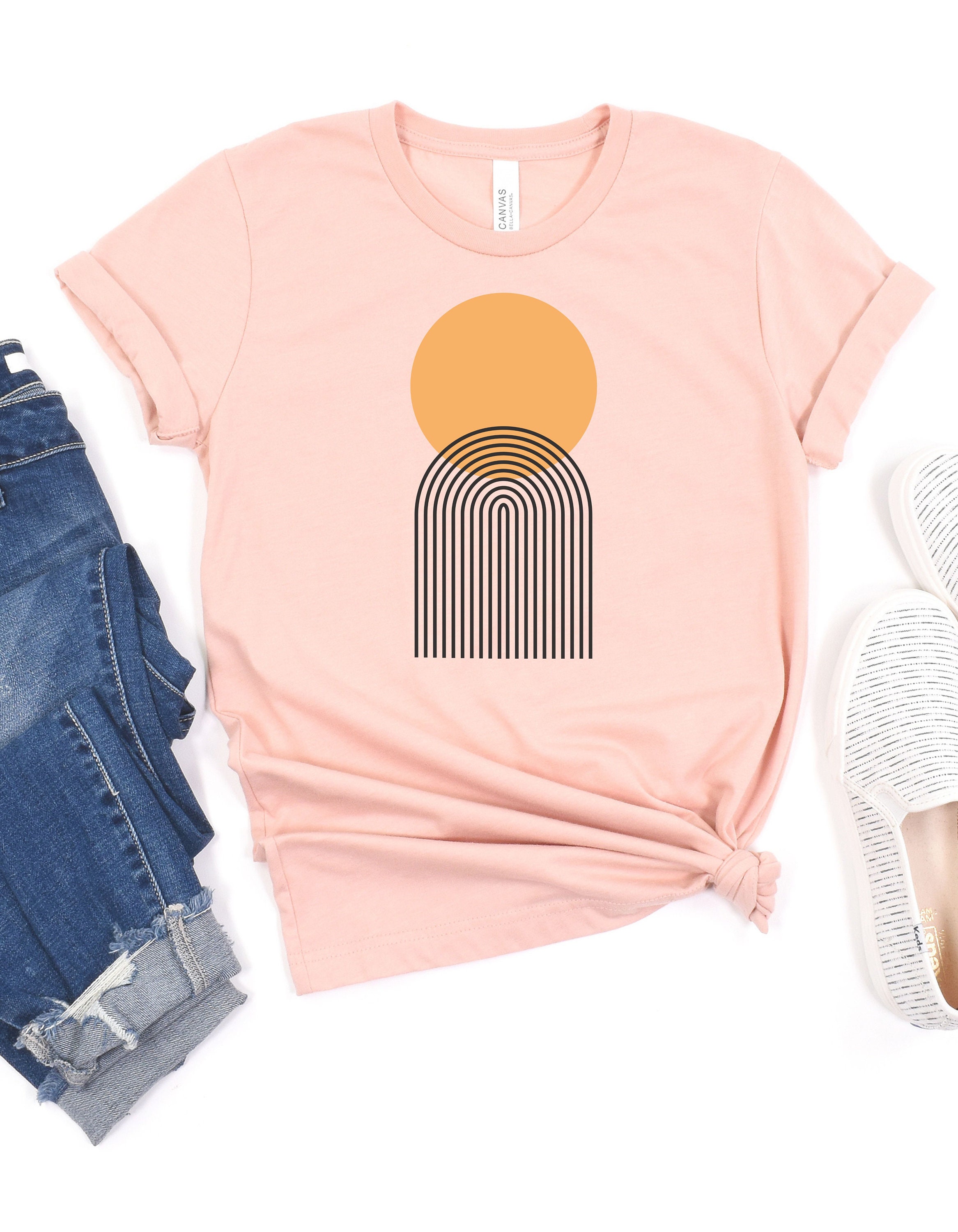 Boho Abstract Sun Graphic T Shirt, Minimalist T Shirt, Abstract T Shirt ...