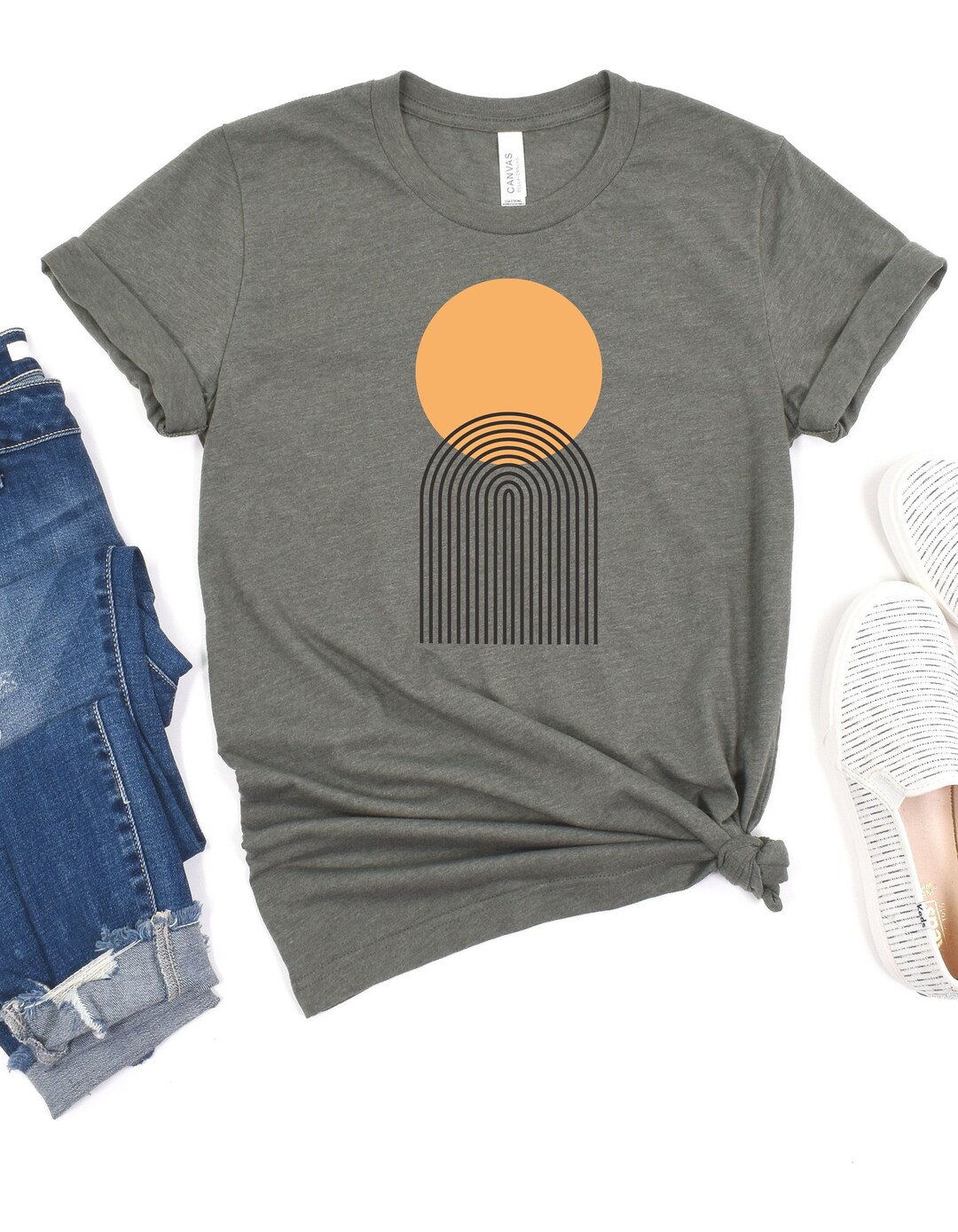 Boho Abstract Sun Graphic T Shirt, Minimalist T Shirt, Abstract T Shirt ...