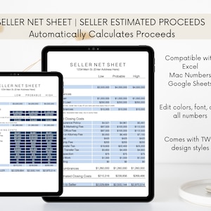 Seller Net Sheet Template: Estimated Proceeds (digital Download) - Etsy