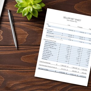 Seller Net Sheet Template: Estimated Proceeds (digital Download) - Etsy