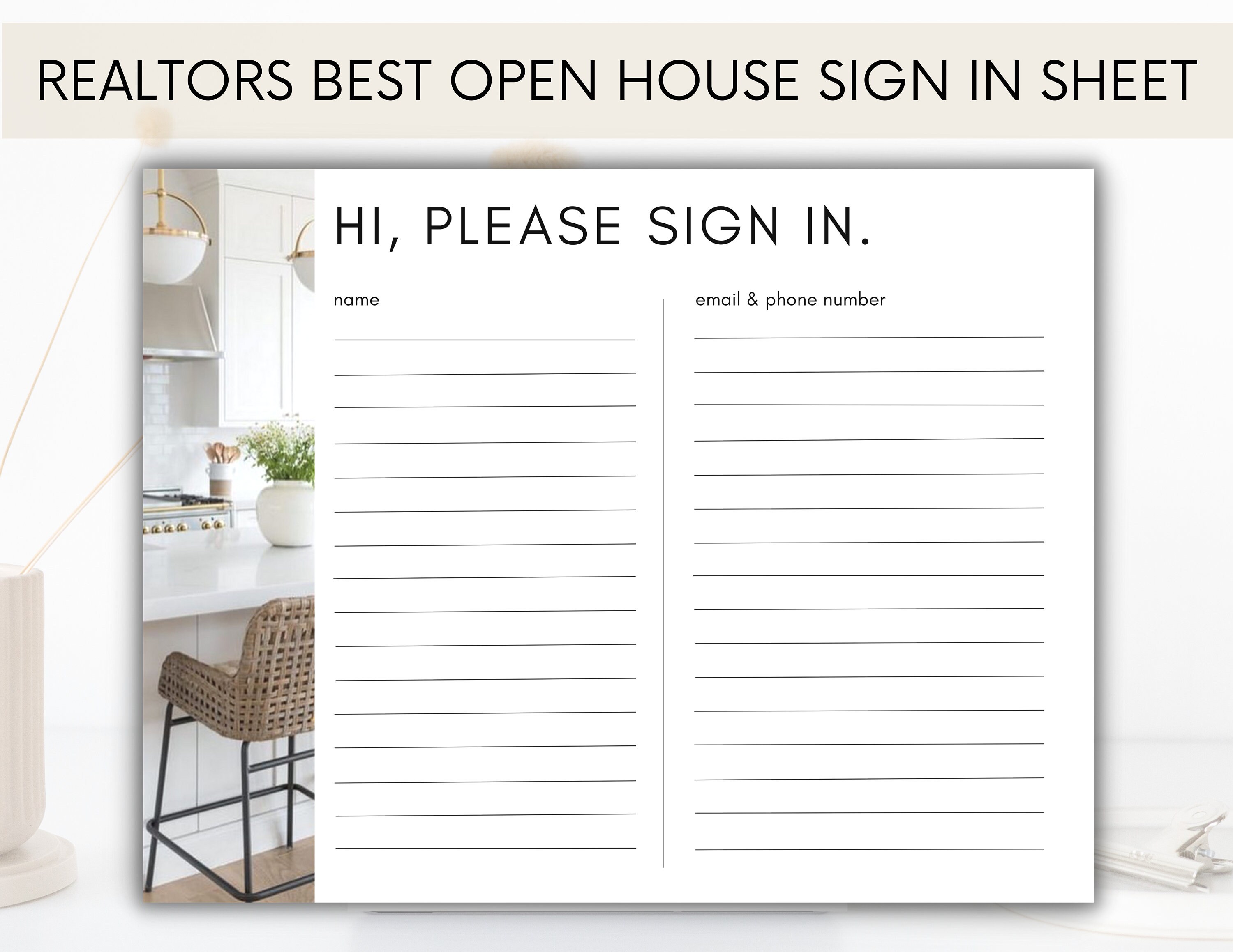 Open House Sign in Sheet | Simple Real Estate Sign-in Sheet | Printable ...