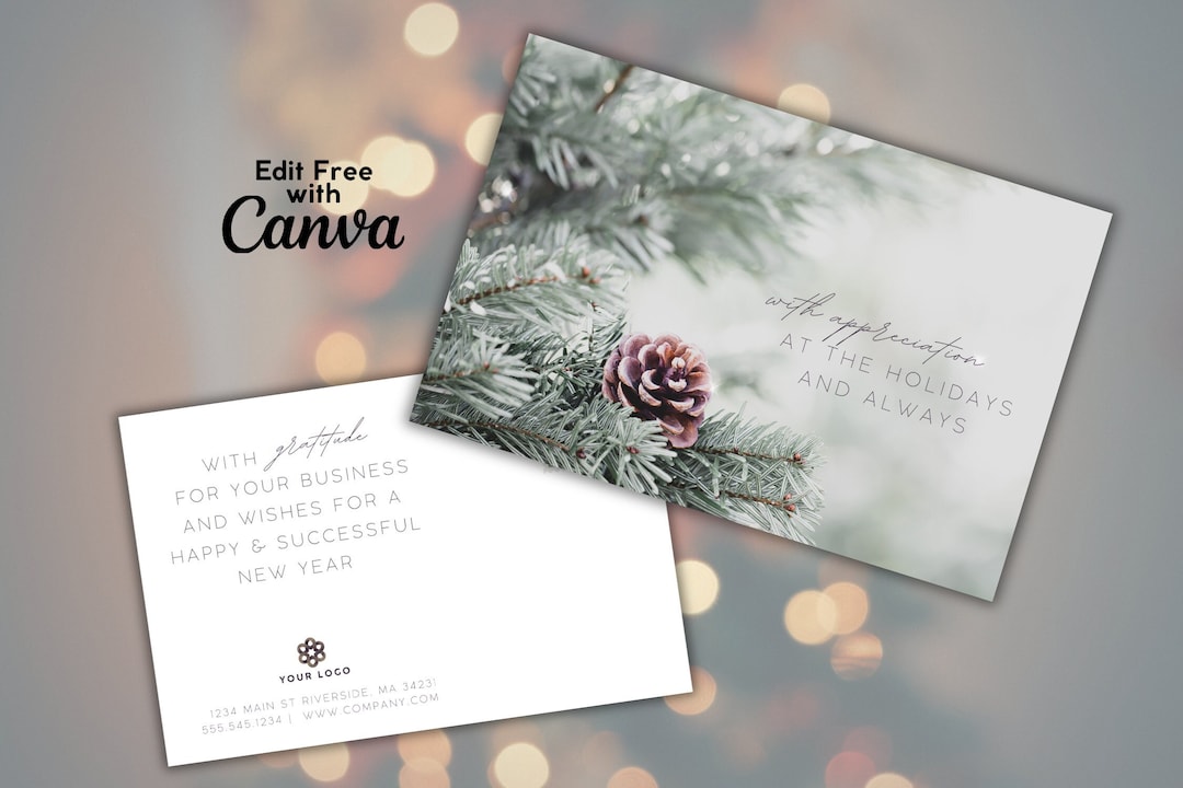 Holiday Business Thank You Postcard: Editable Canva Template (digital ...
