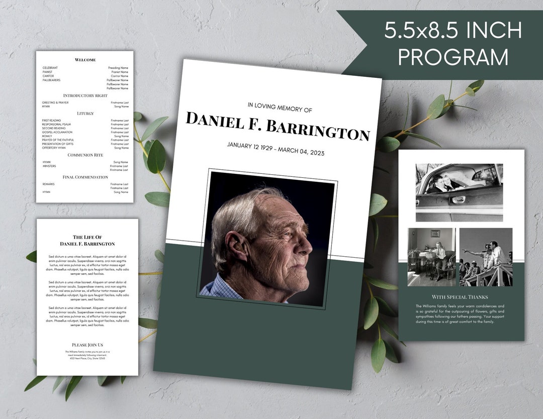 CATHOLIC Manly Funeral Program Template | Mass Service Digital Template ...