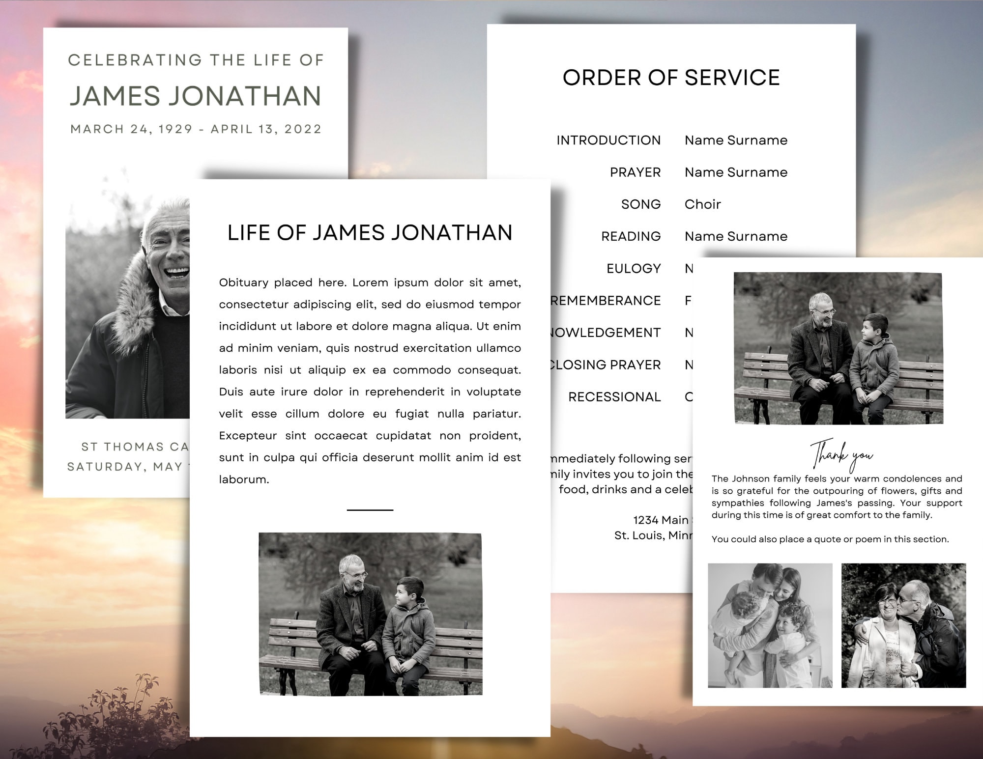 Funeral Memorial Program Template Editable in Canva, Mens Order of ...