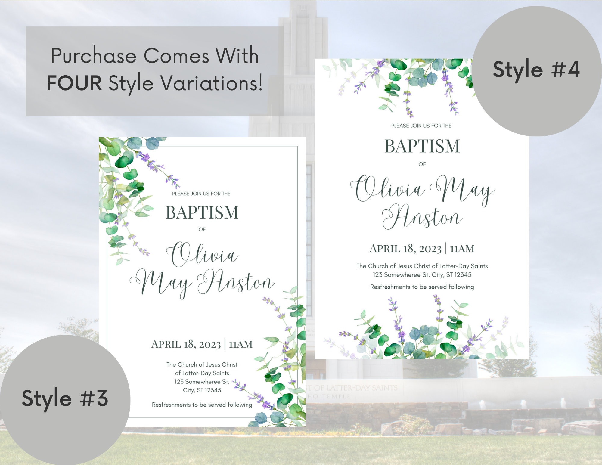 LDS Baptism Invitation Template | Mormon Baptism | Includes 5.5x8.5 ...