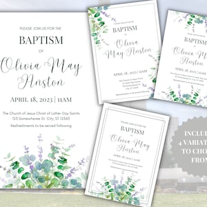 LDS Baptism Invitation Template | Mormon Baptism | Includes 5.5x8.5 ...