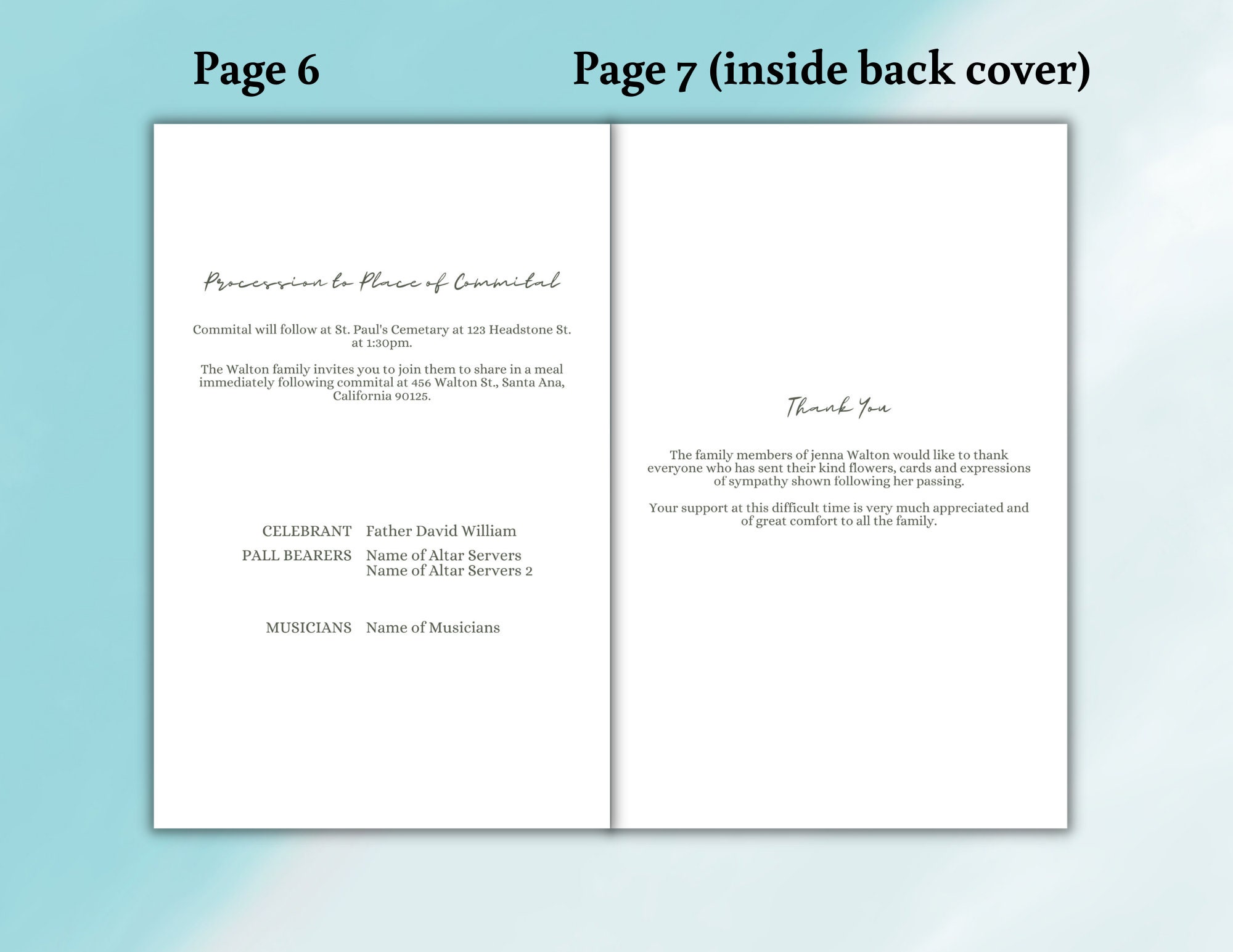 8 Page Catholic Mass Funeral Program Template | Instant Download | Edit ...