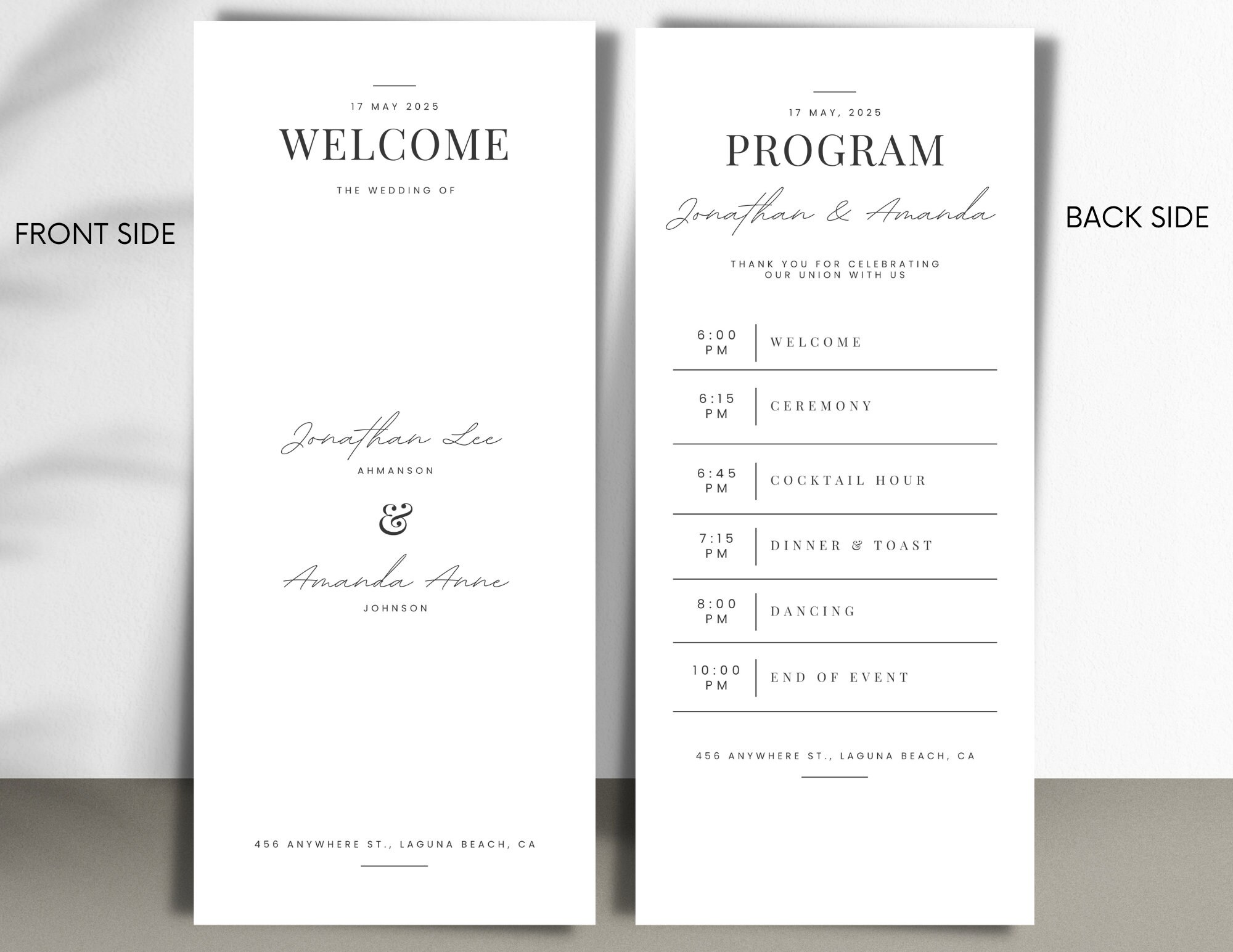 Wedding Program Template | Ceremony Program | Simple Modern Wedding ...