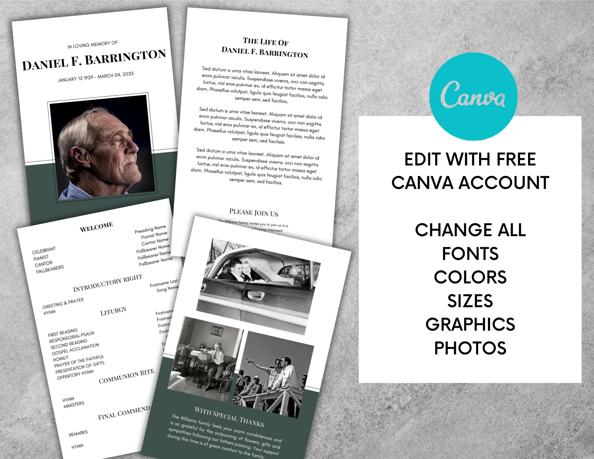 CATHOLIC Manly Funeral Program Template | Mass Service Digital Template ...