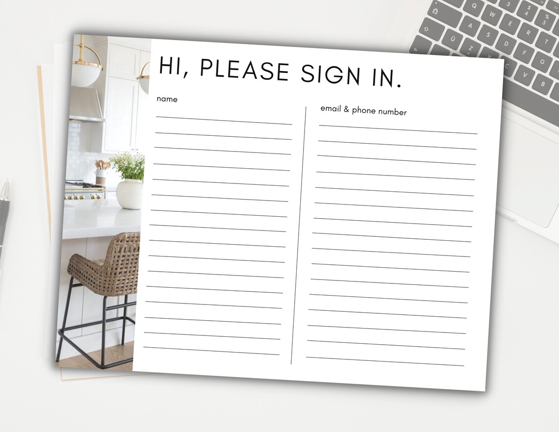 Open House Sign in Sheet Simple Real Estate Sign-in Sheet - Etsy