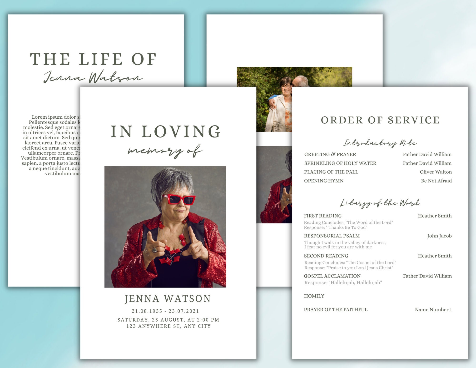 8 Page Catholic Mass Funeral Program Template | Instant Download | Edit ...