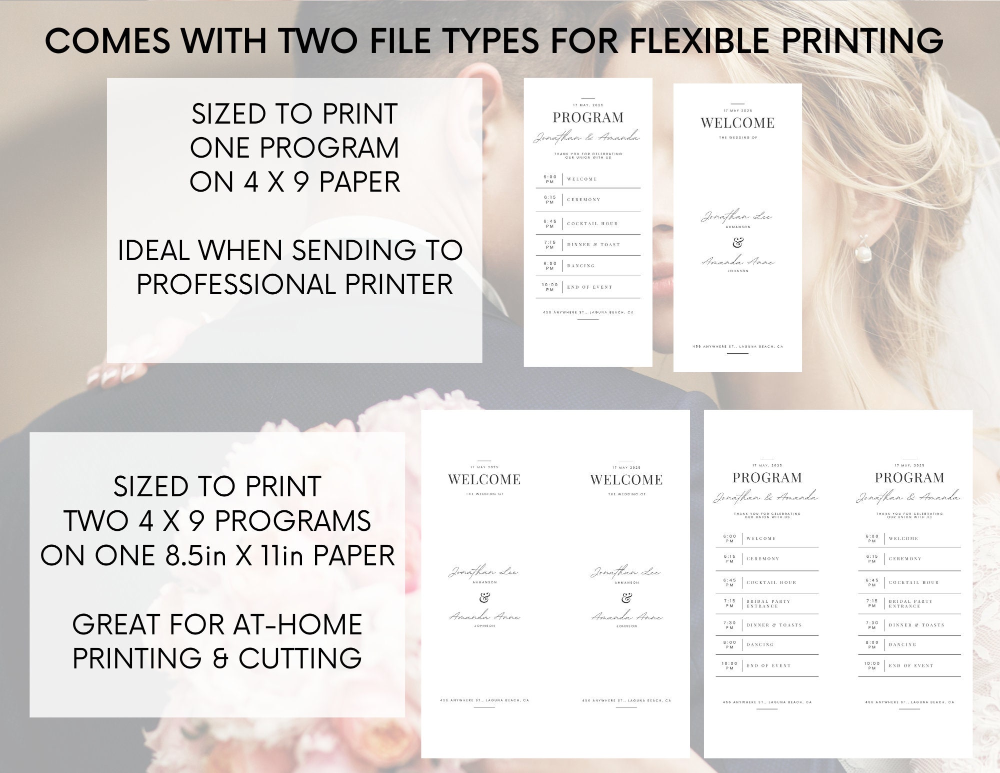 Wedding Program Template | Ceremony Program | Simple Modern Wedding ...