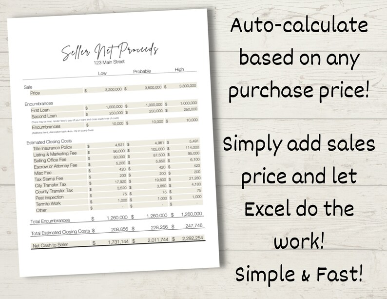Excel Seller Net Proceeds Template Instant Download Auto-calculate Net ...