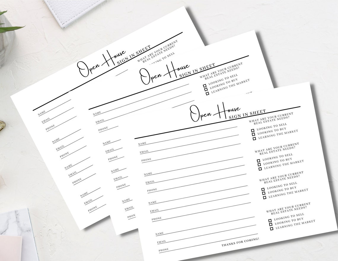 Open House Sign in Sheet | Landscape Orientation | Edit Canva Template ...