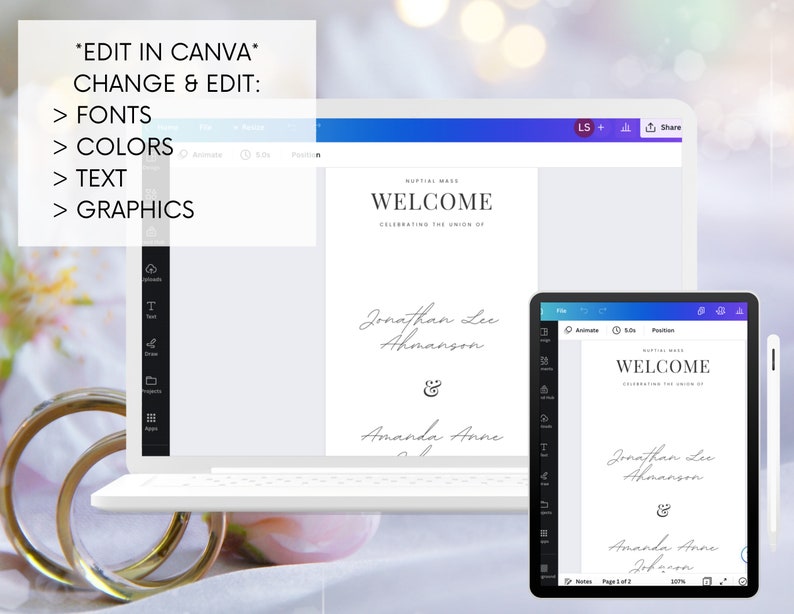 CATHOLIC Wedding Template Program | Simple Minimalist Wedding Template ...