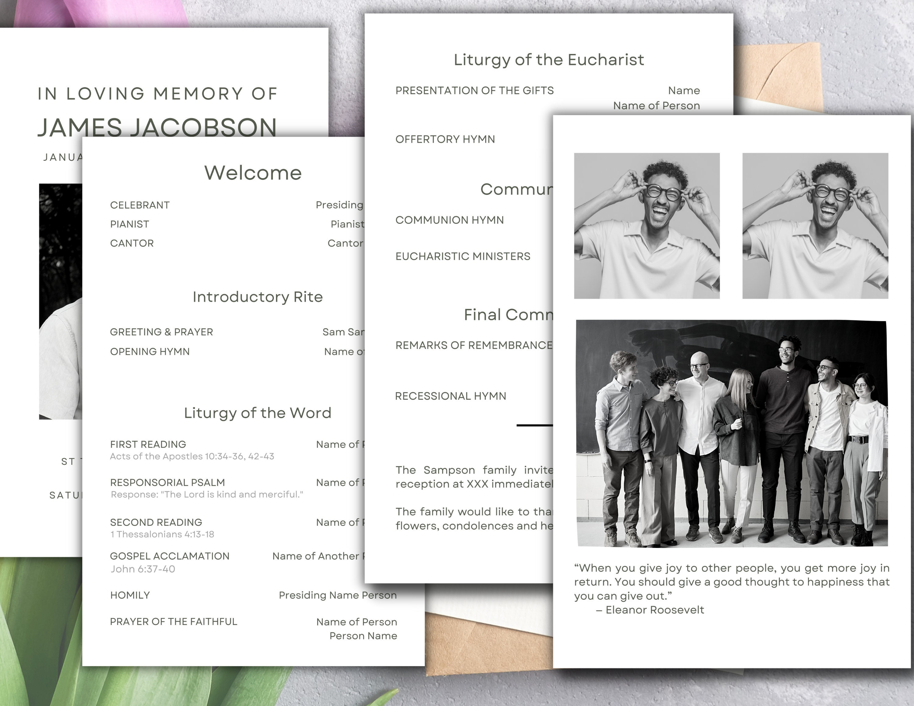 Catholic Funeral Mass Template: 4-page Booklet (canva Edit, Instant ...