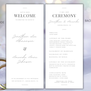CATHOLIC Wedding Template Program | Simple Minimalist Wedding Template | Editable & Printable in ...