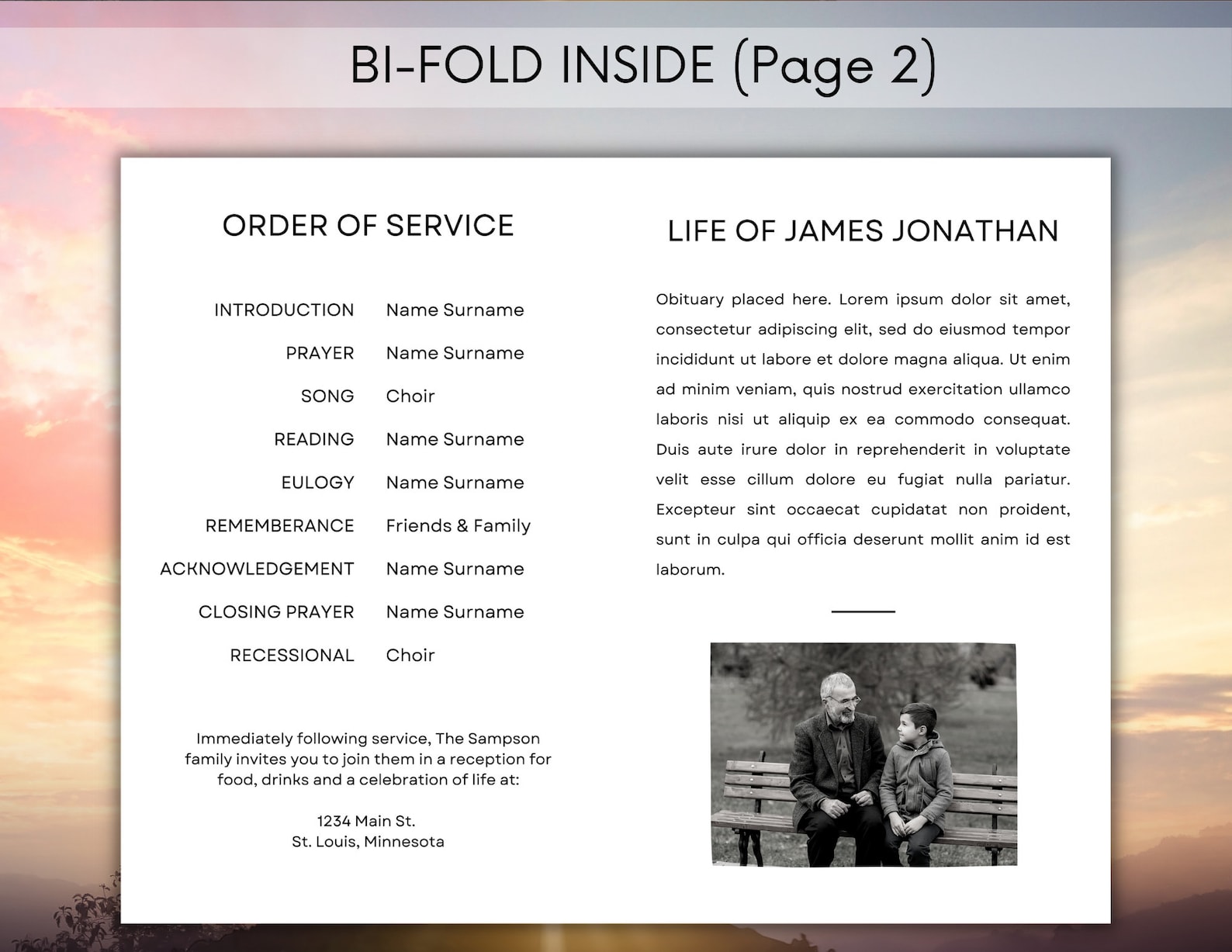 Funeral Memorial Program Template Editable in Canva, Mens Order of ...