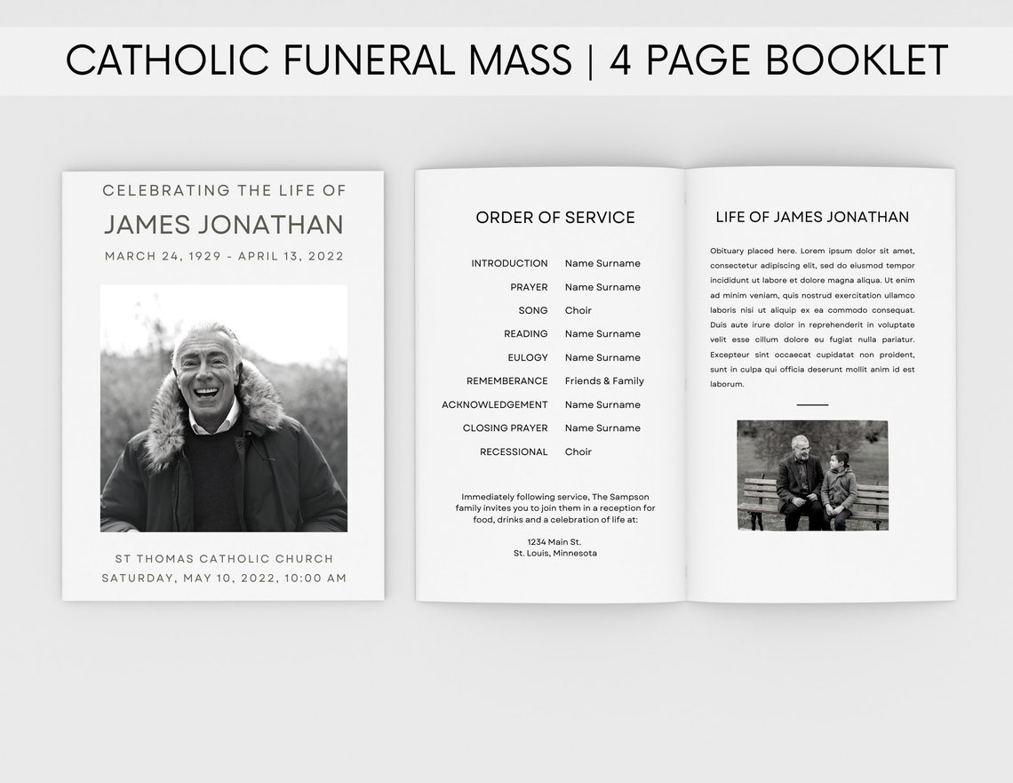 Funeral Memorial Program Template Editable in Canva, Mens Order of ...