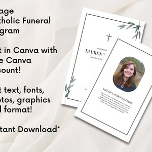 CATHOLIC Funeral Program Template | 4 Page Booklet Format | Editable in ...