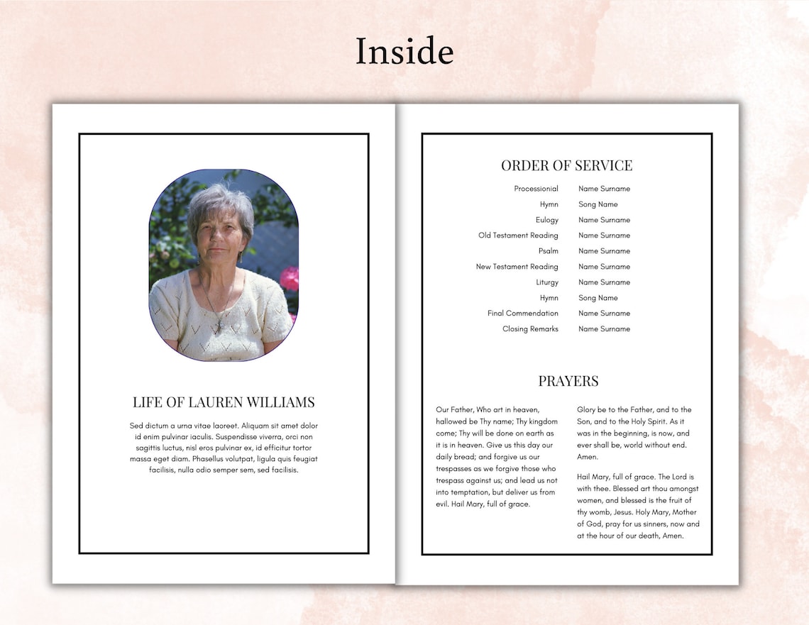 Catholic Funeral Program Template | Black and White | Cloud Design ...