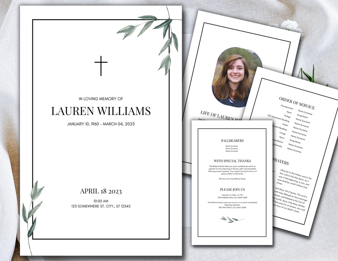 CATHOLIC Funeral Program Template | 4 Page Booklet Format | Editable in ...