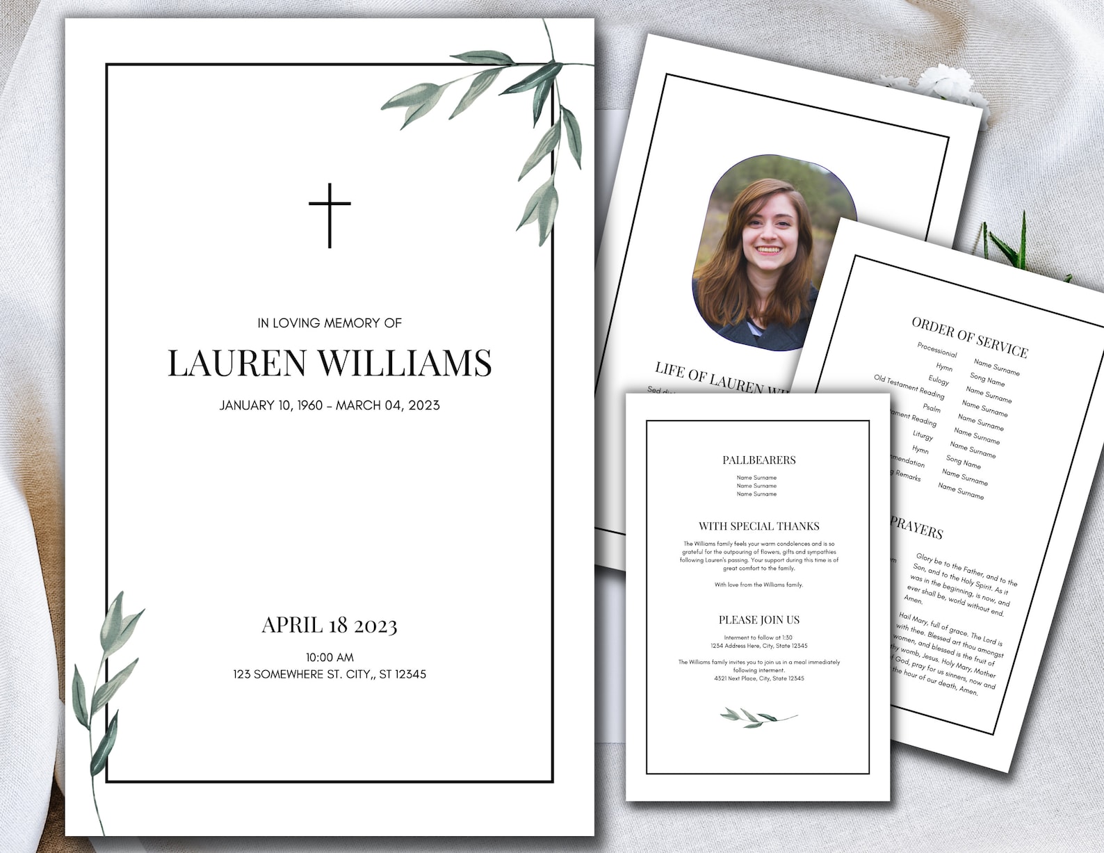 CATHOLIC Funeral Program Template | 4 Page Booklet Format | Editable in ...