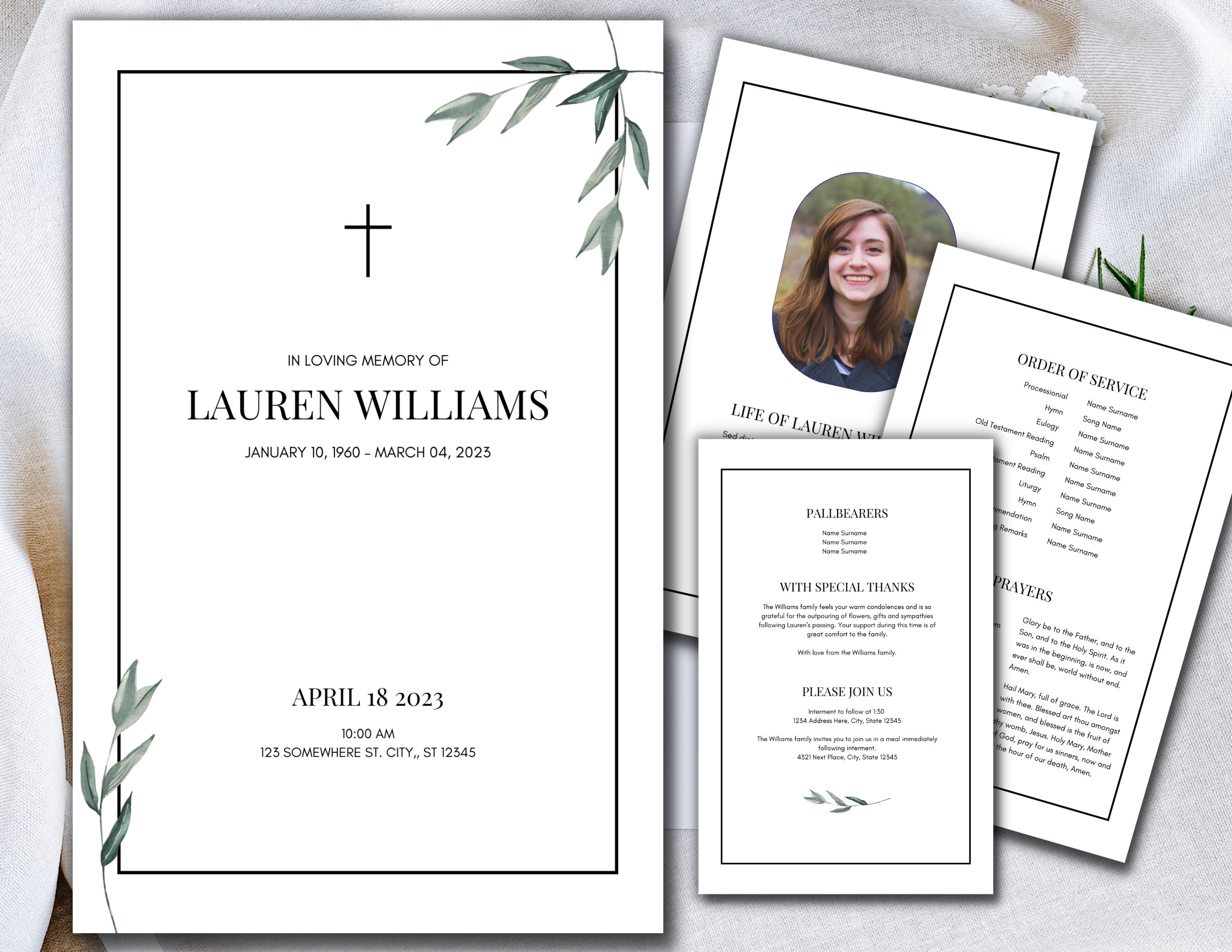 CATHOLIC Funeral Program Template | 4 Page Booklet Format | Editable in ...