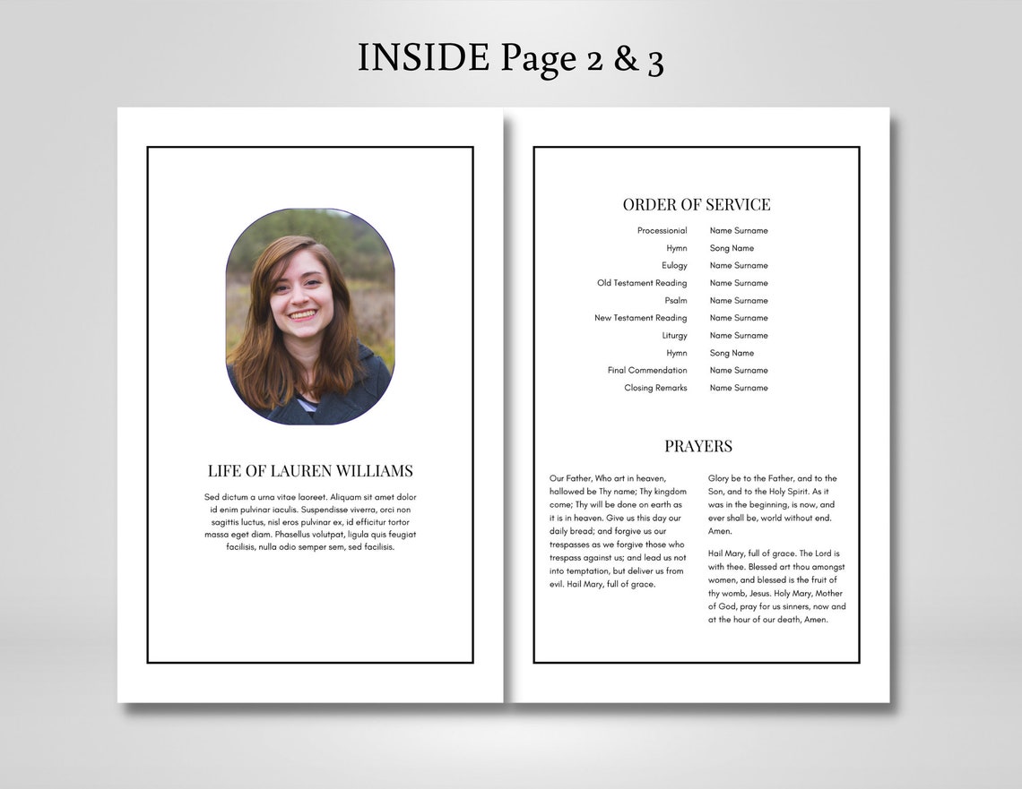 CATHOLIC Funeral Program Template | 4 Page Booklet Format | Editable in ...
