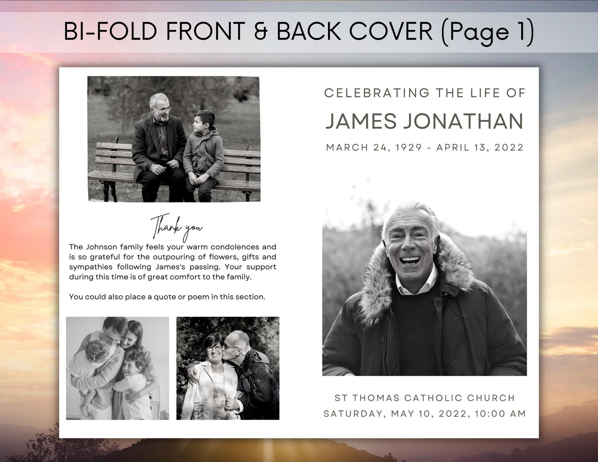 Funeral Memorial Program Template Editable in Canva, Mens Order of ...