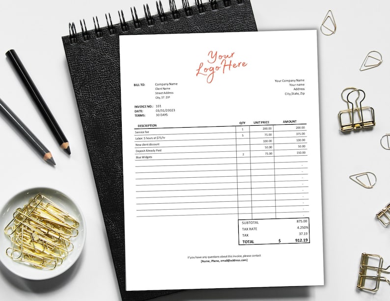 Excel Invoice Template Formulas | Invoice Spreadsheet With Excel ...