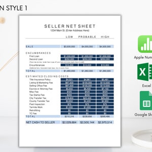 Seller Net Sheet Template: Estimated Proceeds (digital Download) - Etsy