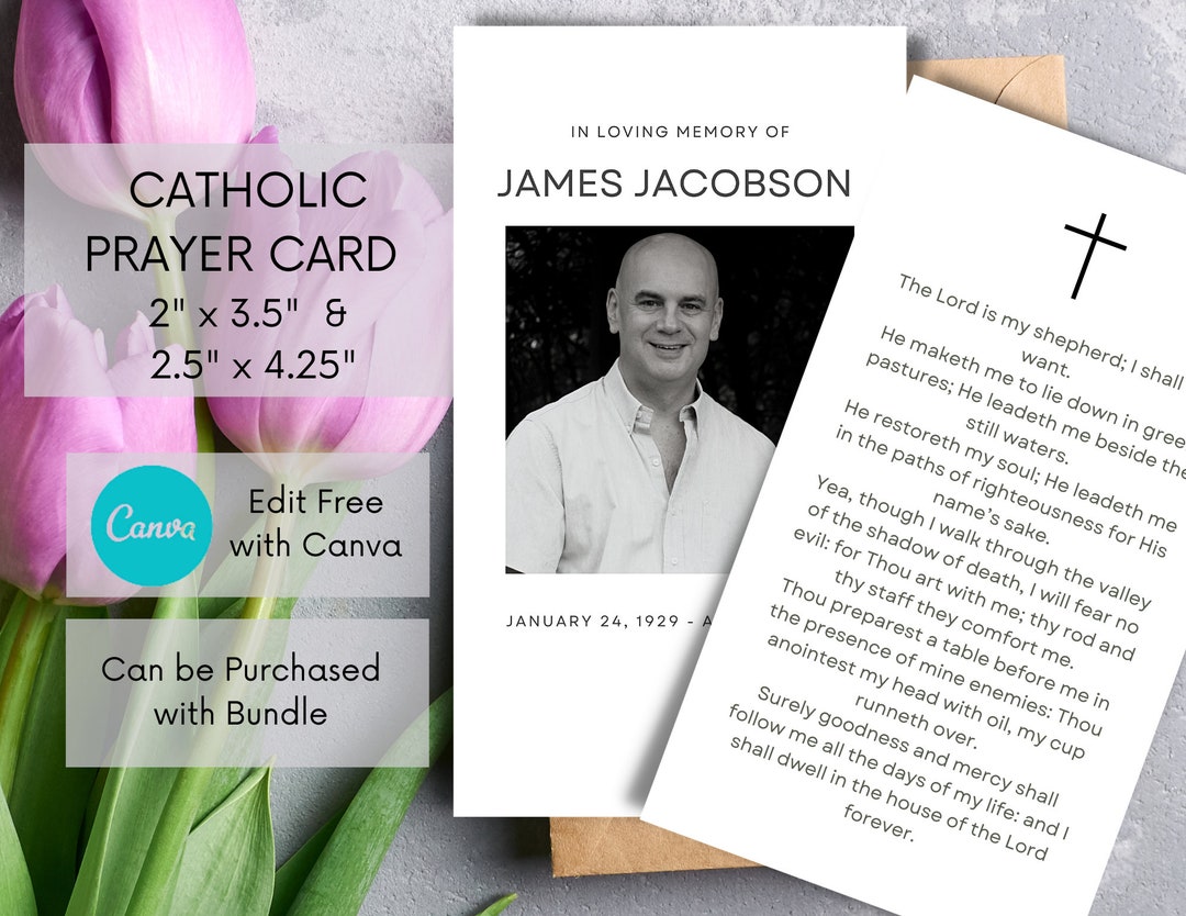 Catholic Funeral Prayer Card Template: Editable Memorial (digital ...
