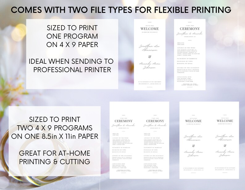 CATHOLIC Wedding Template Program | Simple Minimalist Wedding Template ...