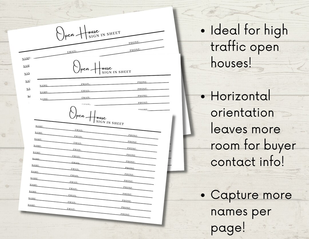 Real Estate Open House Sign-in Sheet: Landscape Design (canva & PDF) - Etsy