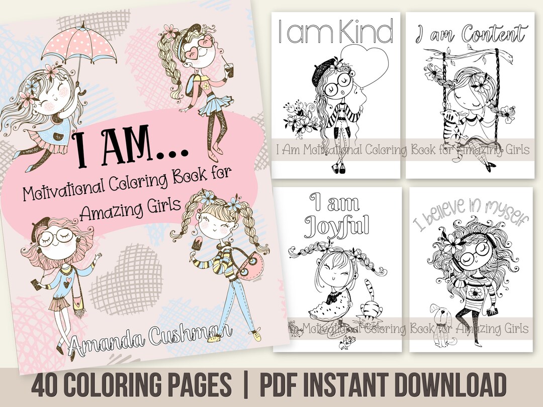 Kids Affirmations Coloring Book PDF, Positive Quotes Girl Coloring Book ...