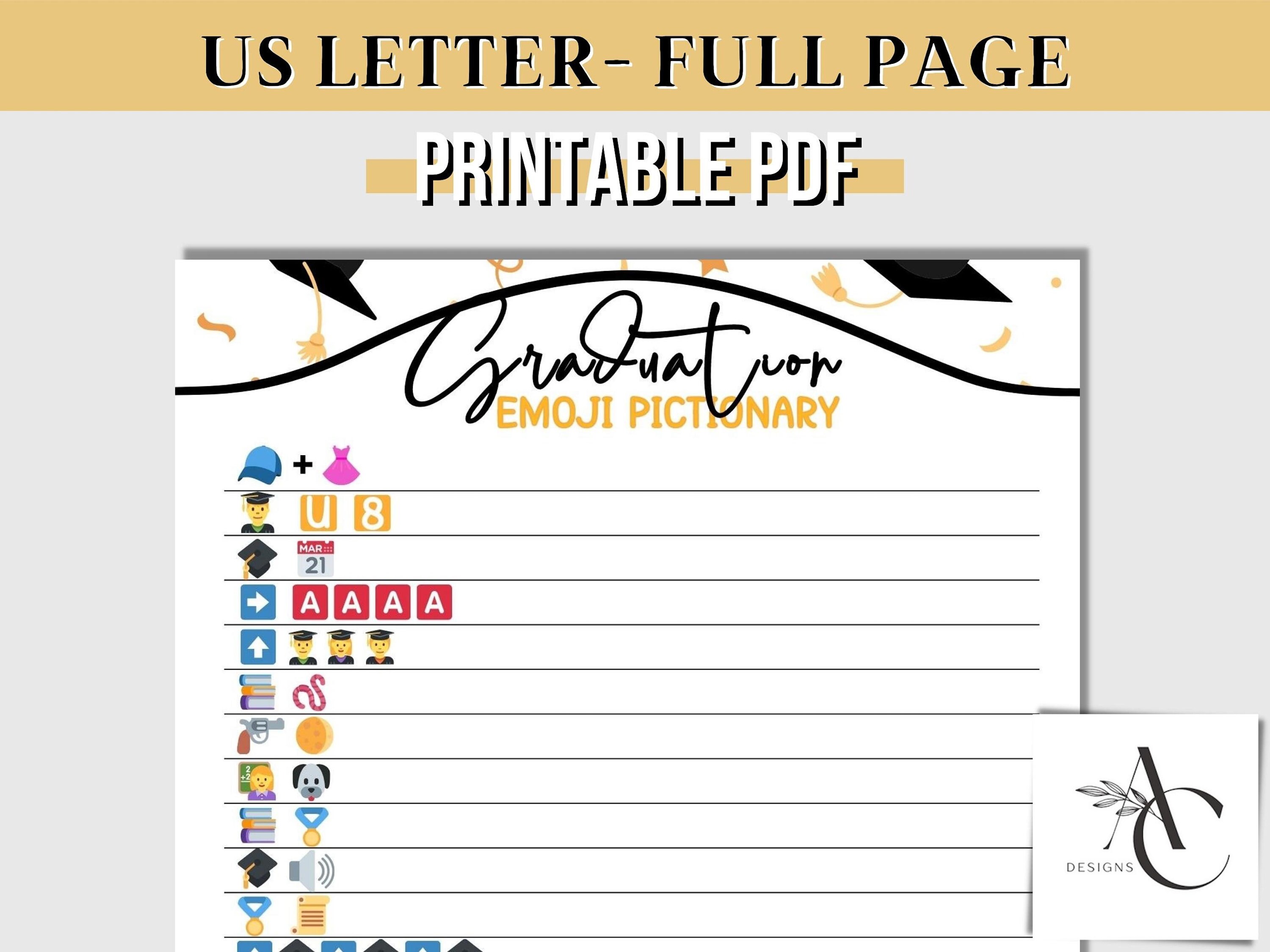 Emoji Pictionary Grad Party Printable Games, Graduation Party Emoji ...