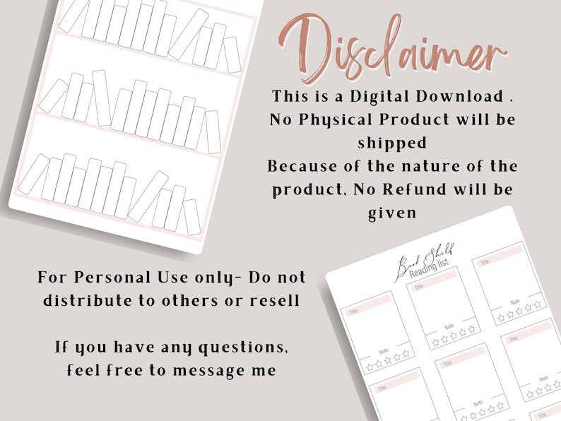 Reading Log Printable Journal, Book Review Journal, Bookshelf Book ...