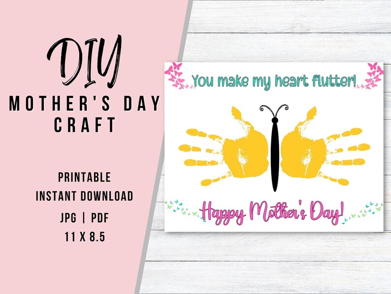 Mothers Day Handprint Craft Printable Card, DIY Mothers Day Gift ...