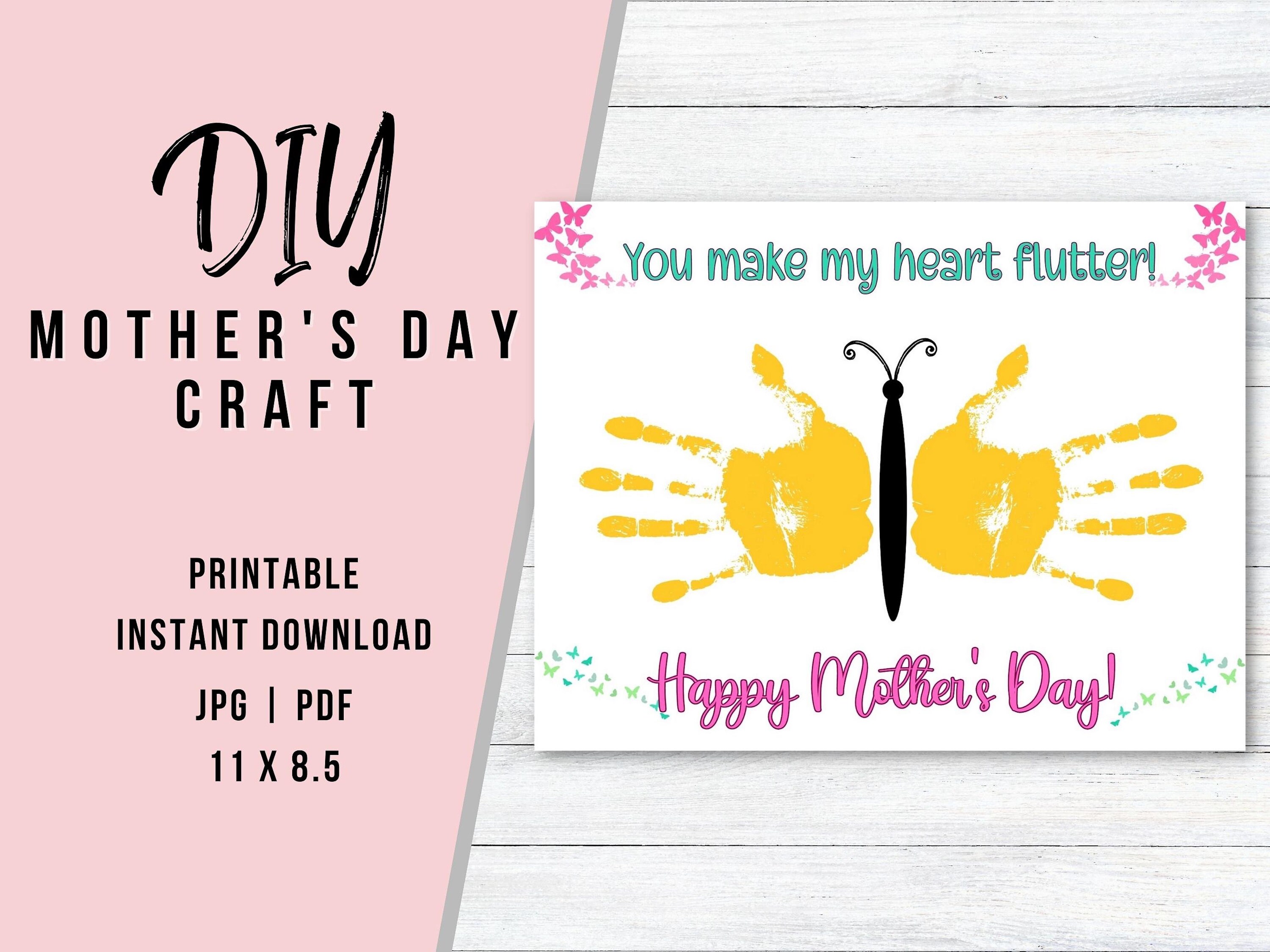 Mothers Day Handprint Craft Printable Card, DIY Mothers Day Gift ...