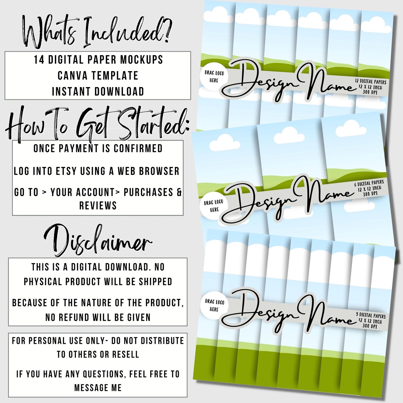 Digital Paper Mockup Editable Template Etsy Listing Mockup - Etsy