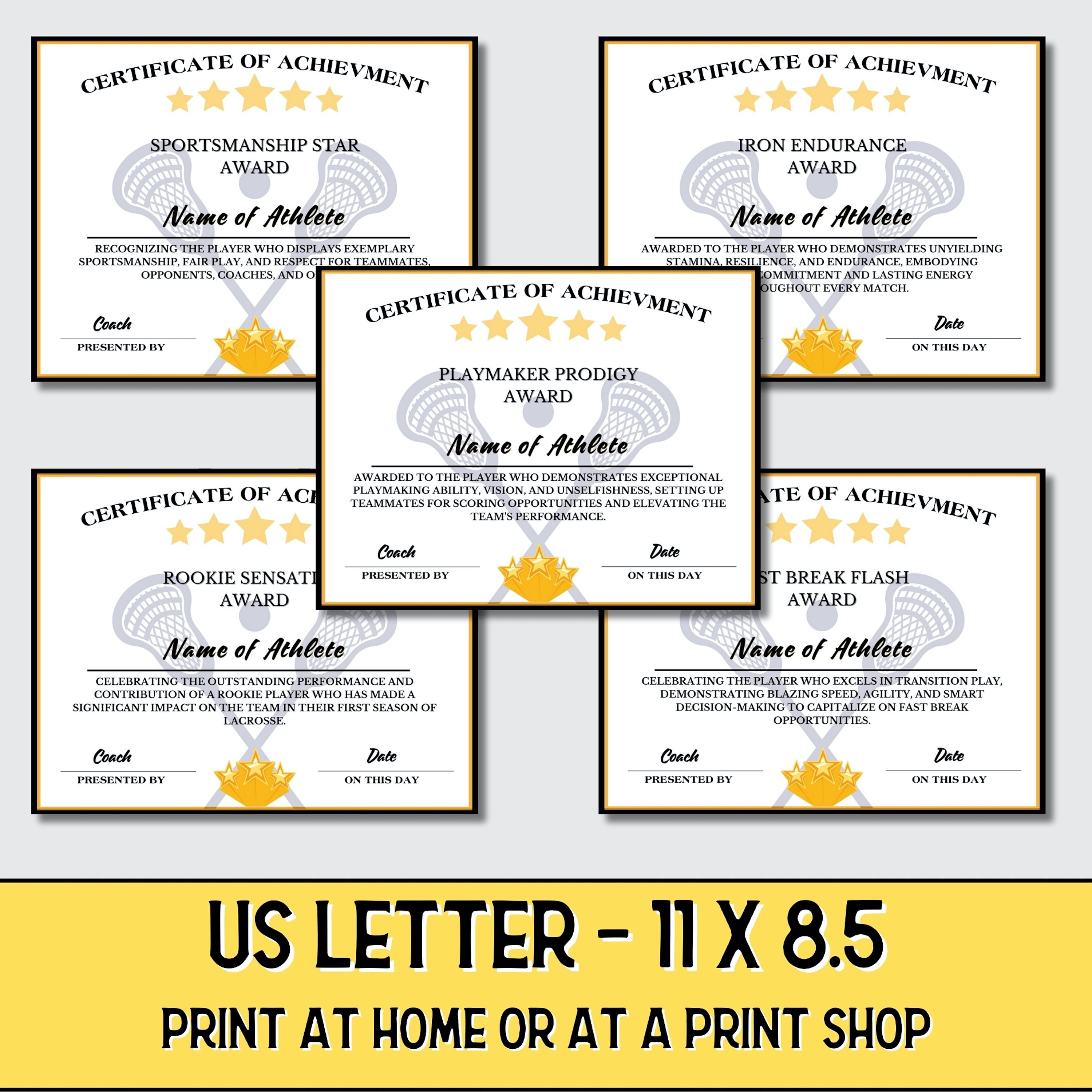 Personalized Lacrosse Award Certificates: MVP, Team, End-of-season ...