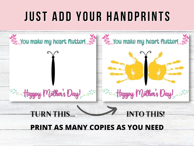 Mothers Day Handprint Craft Printable Card, DIY Mothers Day Gift ...
