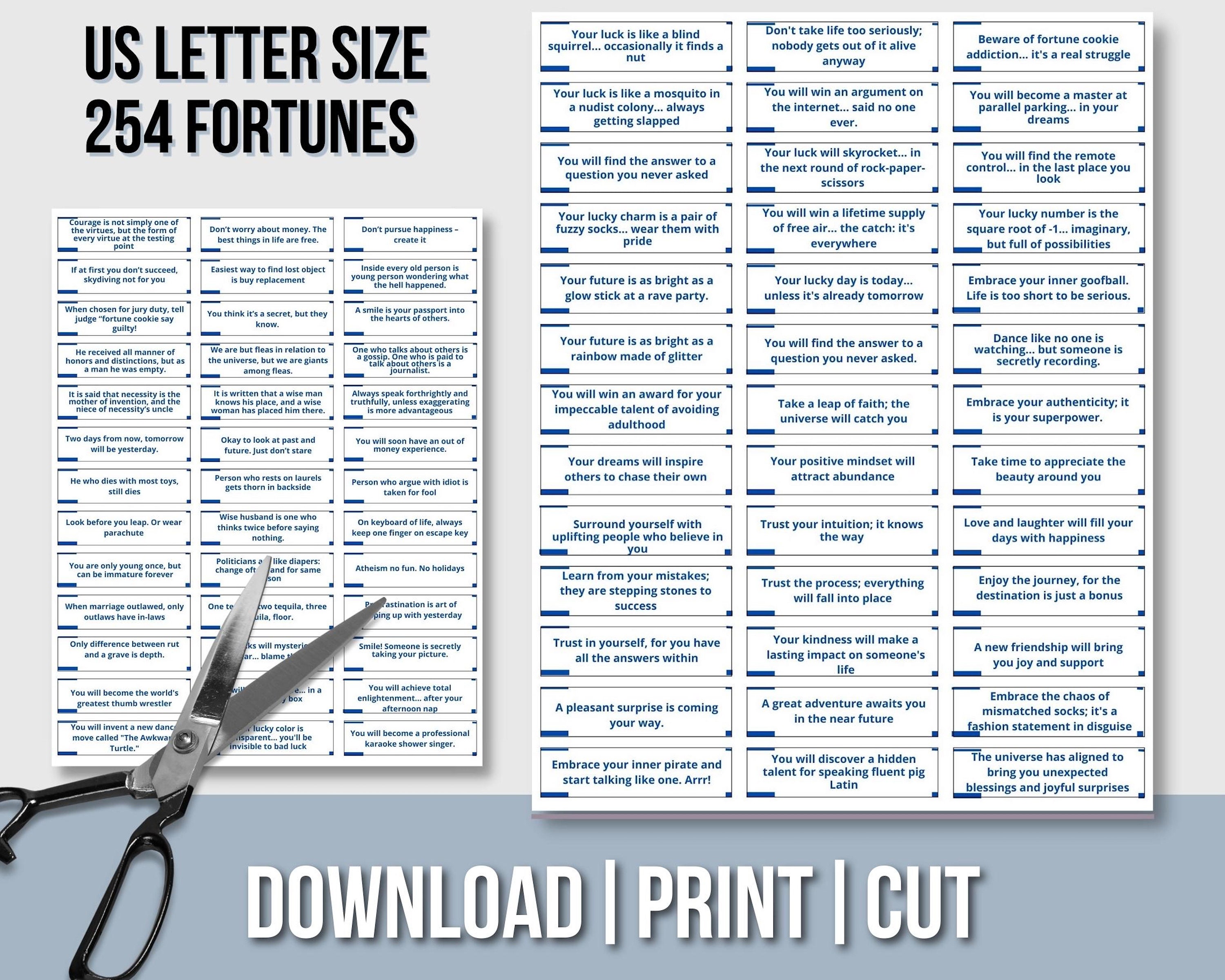 Printable Fortune Cookie Fortunes: Funny Inspirational Quotes (PDF ...