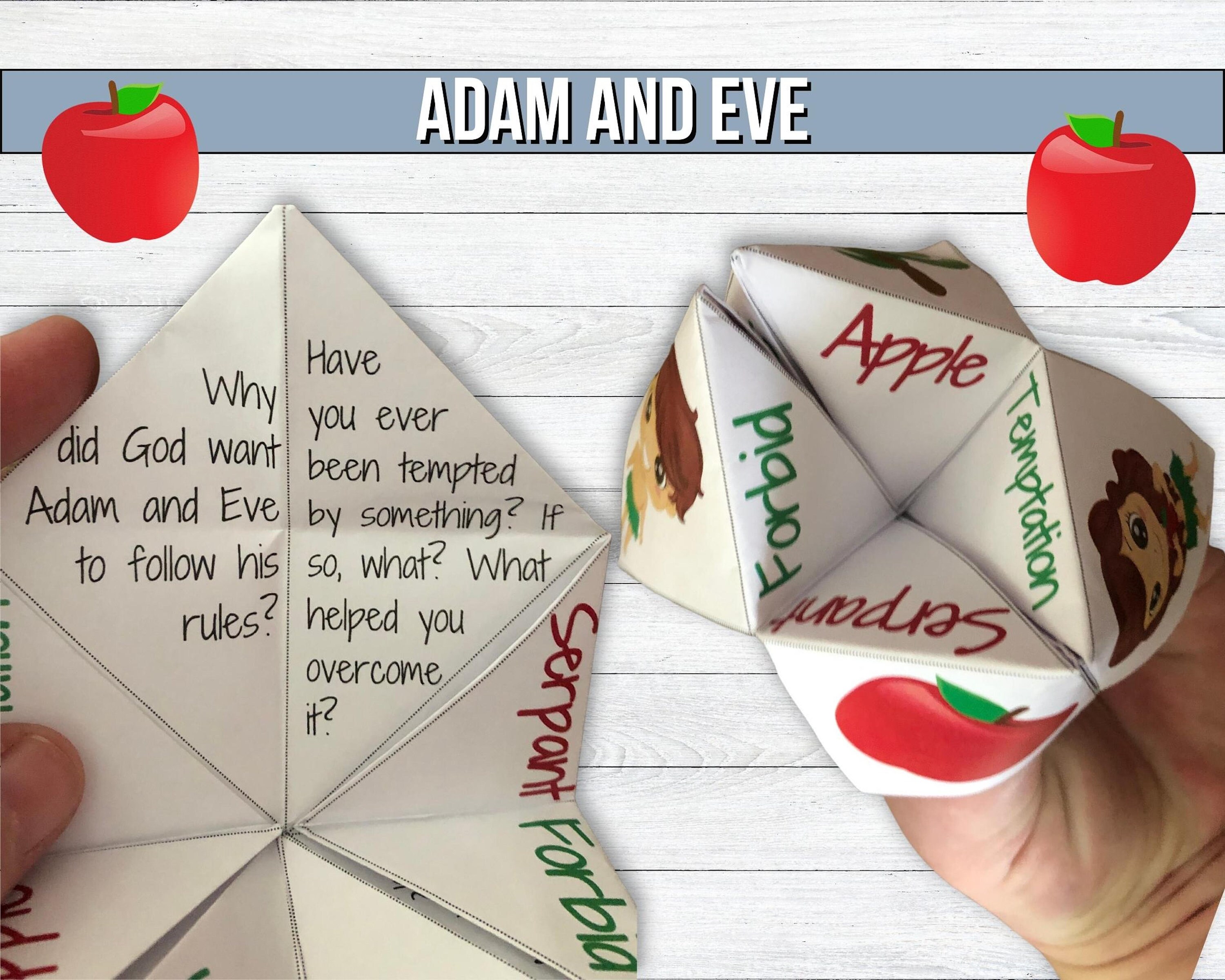 Adam and Eve Cootie Catcher: Bible Story Paper Craft (PDF) - Etsy