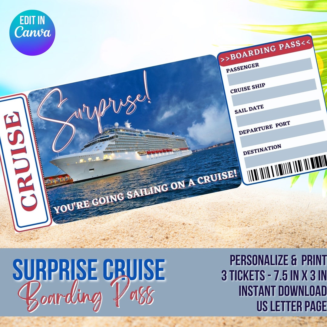 Cruise Boarding Pass Editable Template: Cruise Vacation Editable Ticket ...