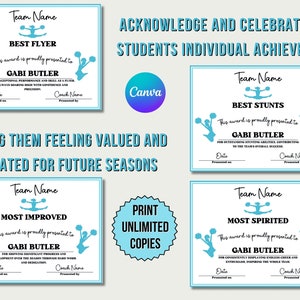 Cheer Awards Certificate Template: Editable Cheerleading Team Gifts ...