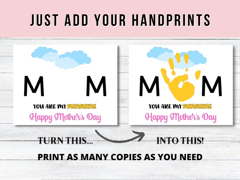 Mothers Day Handprint Craft Printable Card, You Are My Sunshine Mothers ...