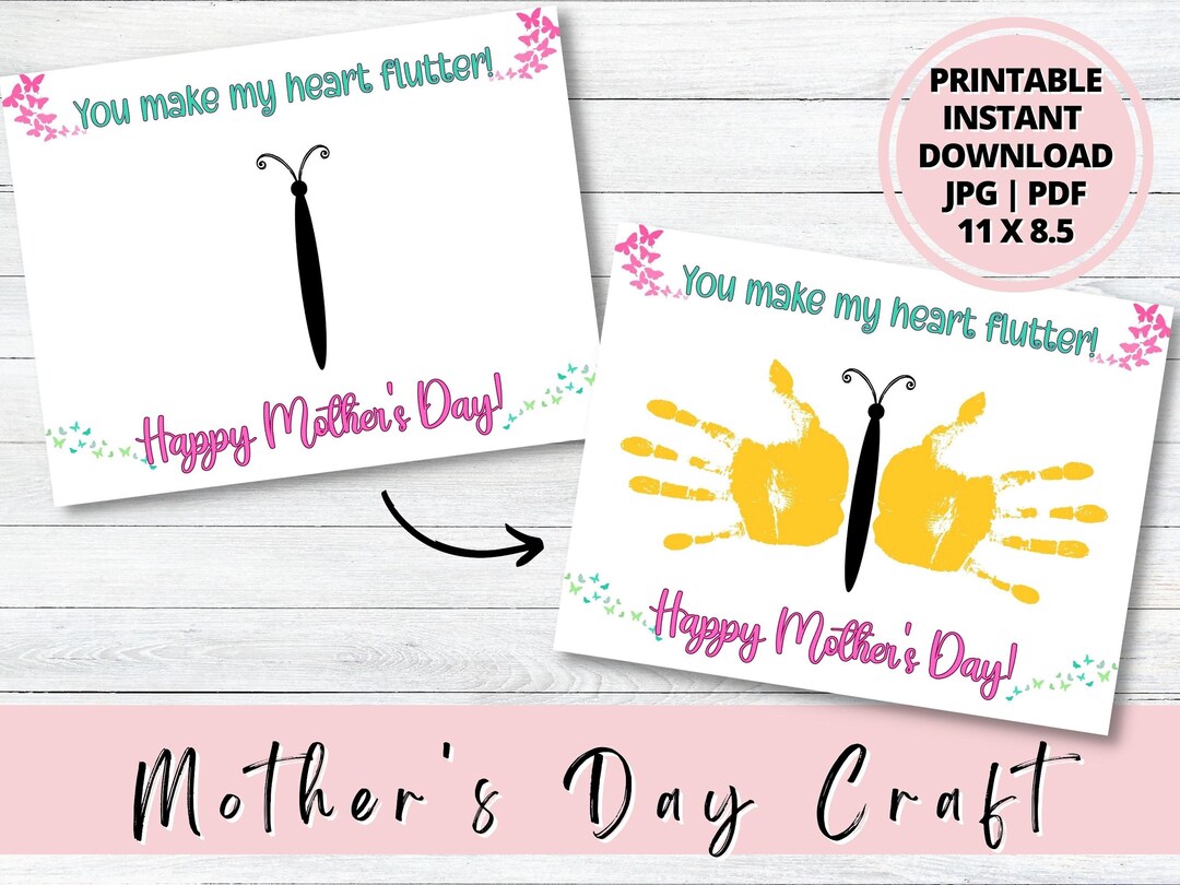 Mothers Day Handprint Craft Printable Card, DIY Mothers Day Gift ...